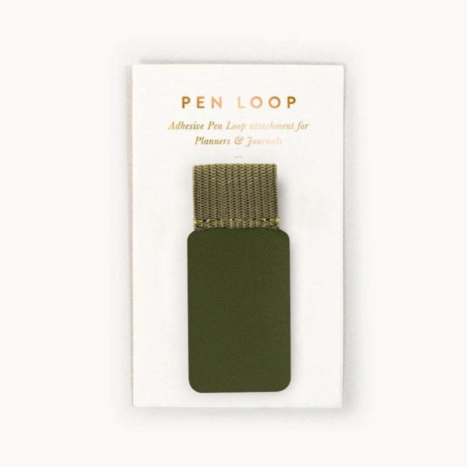 Adhesive Rectangle Pen Loop | Olive Green | Bespoke Letterpress | Green ...