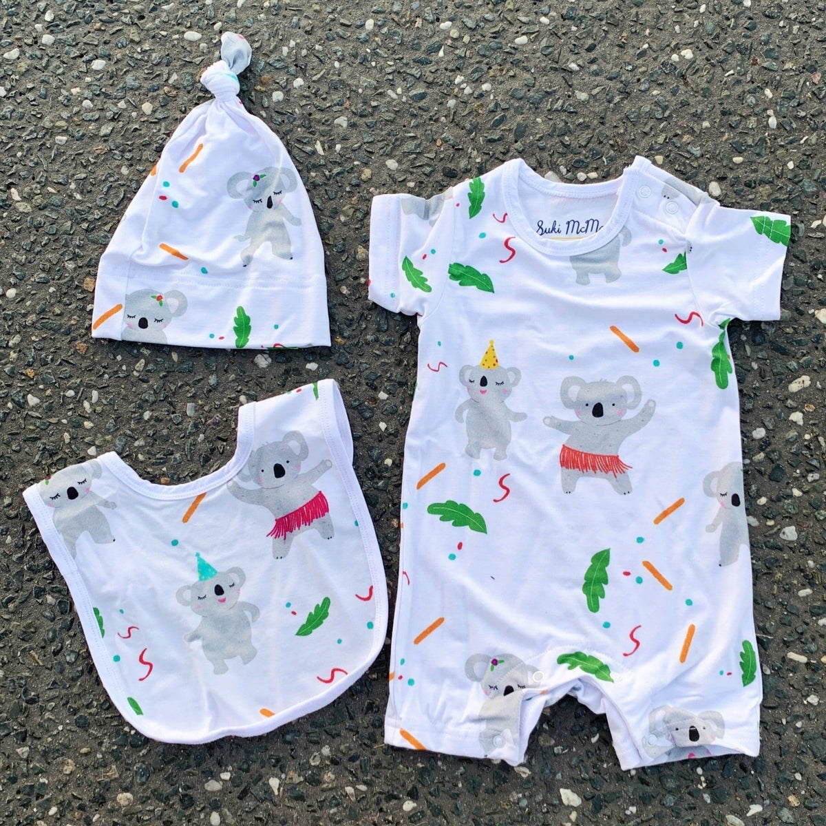 'Dancing Koala' Bamboo Newborn Onesie Set | Suki McMaster | Green Door ...