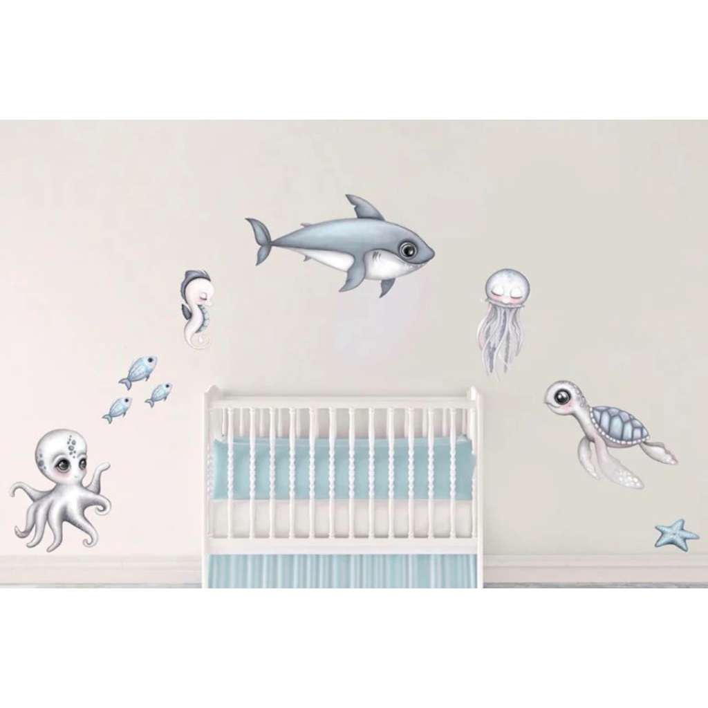 Various 'Sea Creatures' Fabric Wall Decals | Isla Dream | Green Door ...