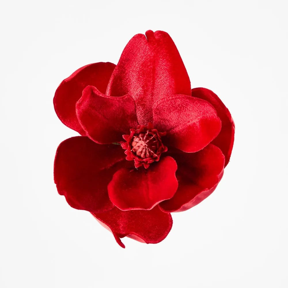 Luxe Velvet Clip On Magnolia Small - Red | Christmas Decoration | Green ...