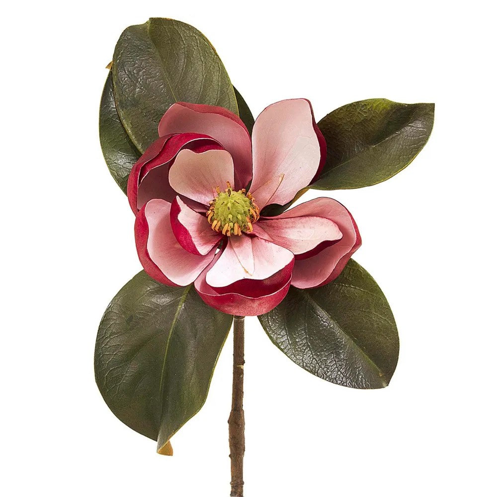Faux Flower | Magnolia Short Stem 60cm-Dark Pink | Green Door Decor ...