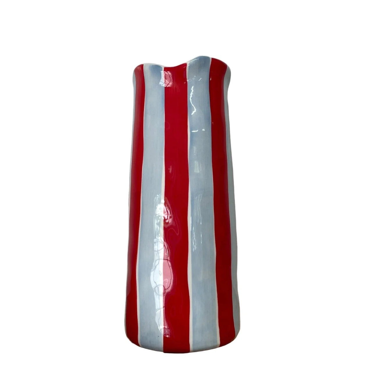 Noss Medium Vase | Cornflower Blue & Red Stripe | Noss & Co | Green ...