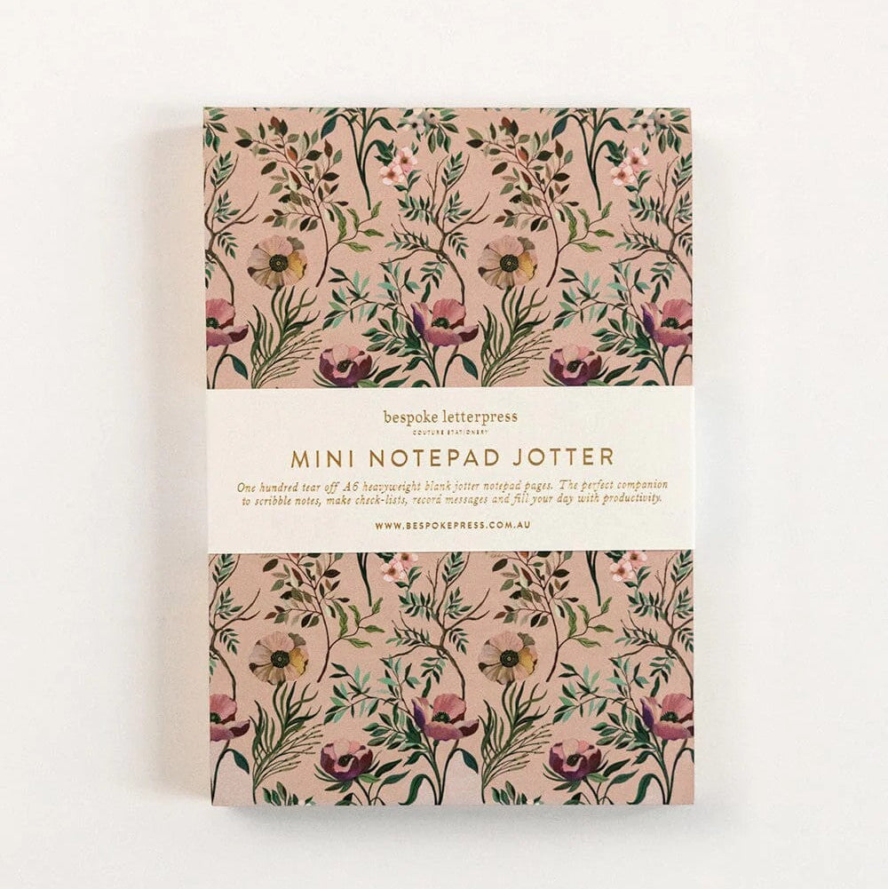 Notepad Mini Jotter | Dancing Poppies | Bespoke Letterpress | Green ...