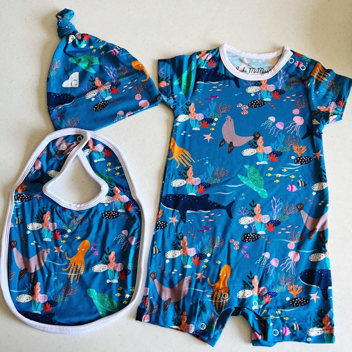 'Ocean' Bamboo Newborn Onesie Set | Suki McMaster | Green Door Decor | Kids