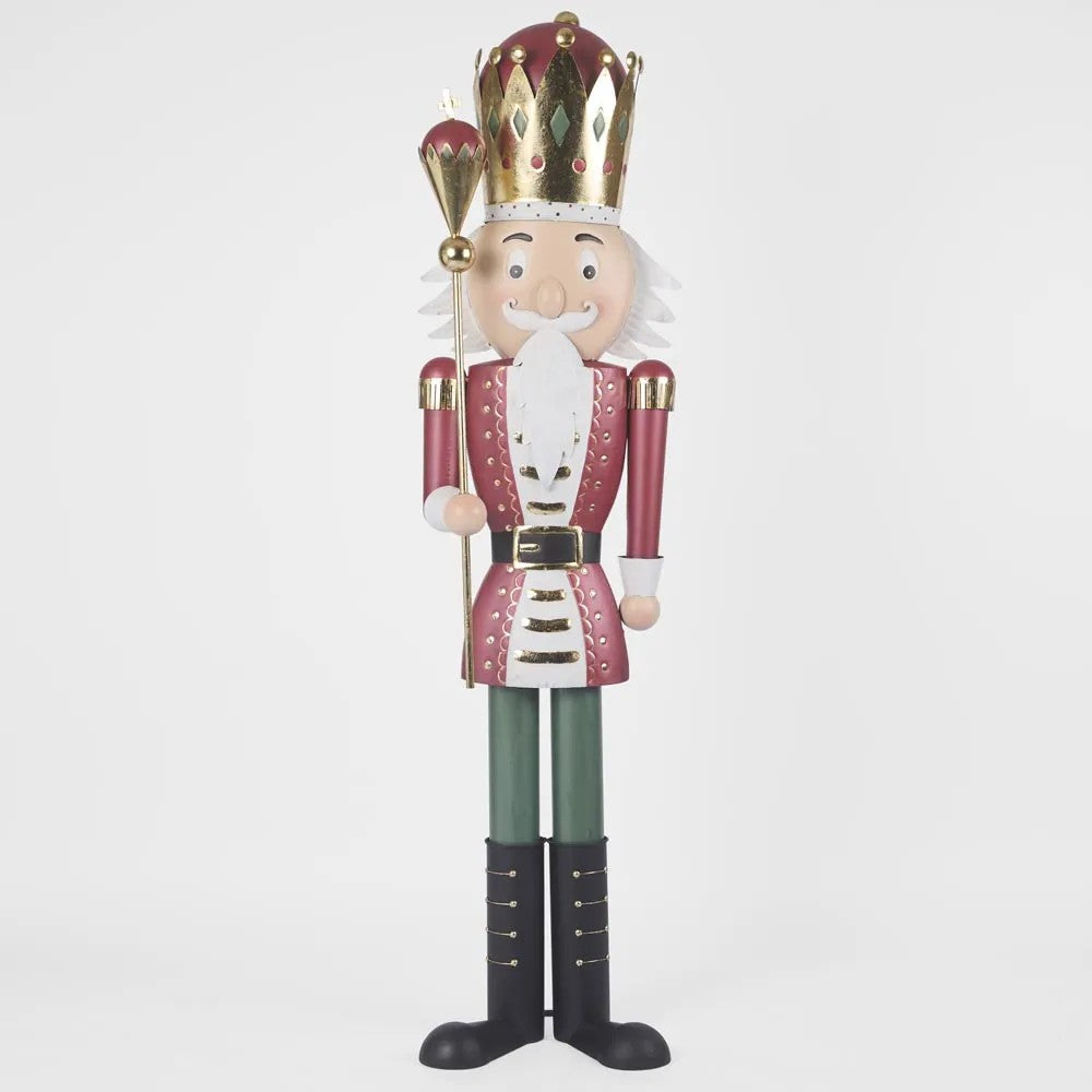 Regal Nutcracker with Staff - Red Jacket | Christmas Decoration | Green ...