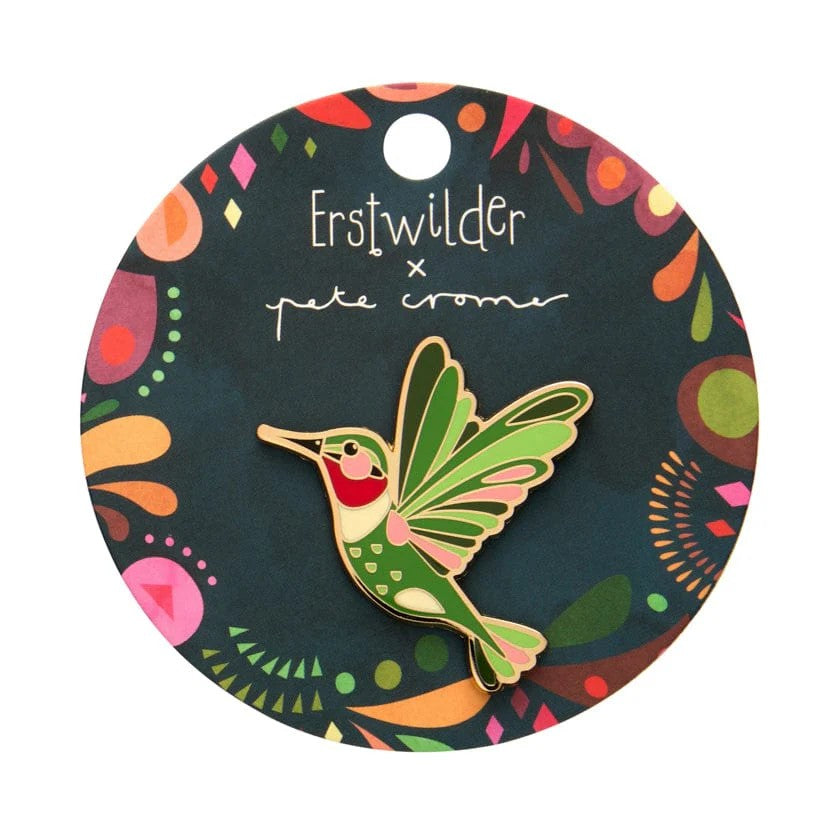 The Radiant Ruby-Throated Hummingbird Enamel Pin | Erstwilder x Pete Cromer | Green Door Decor ...