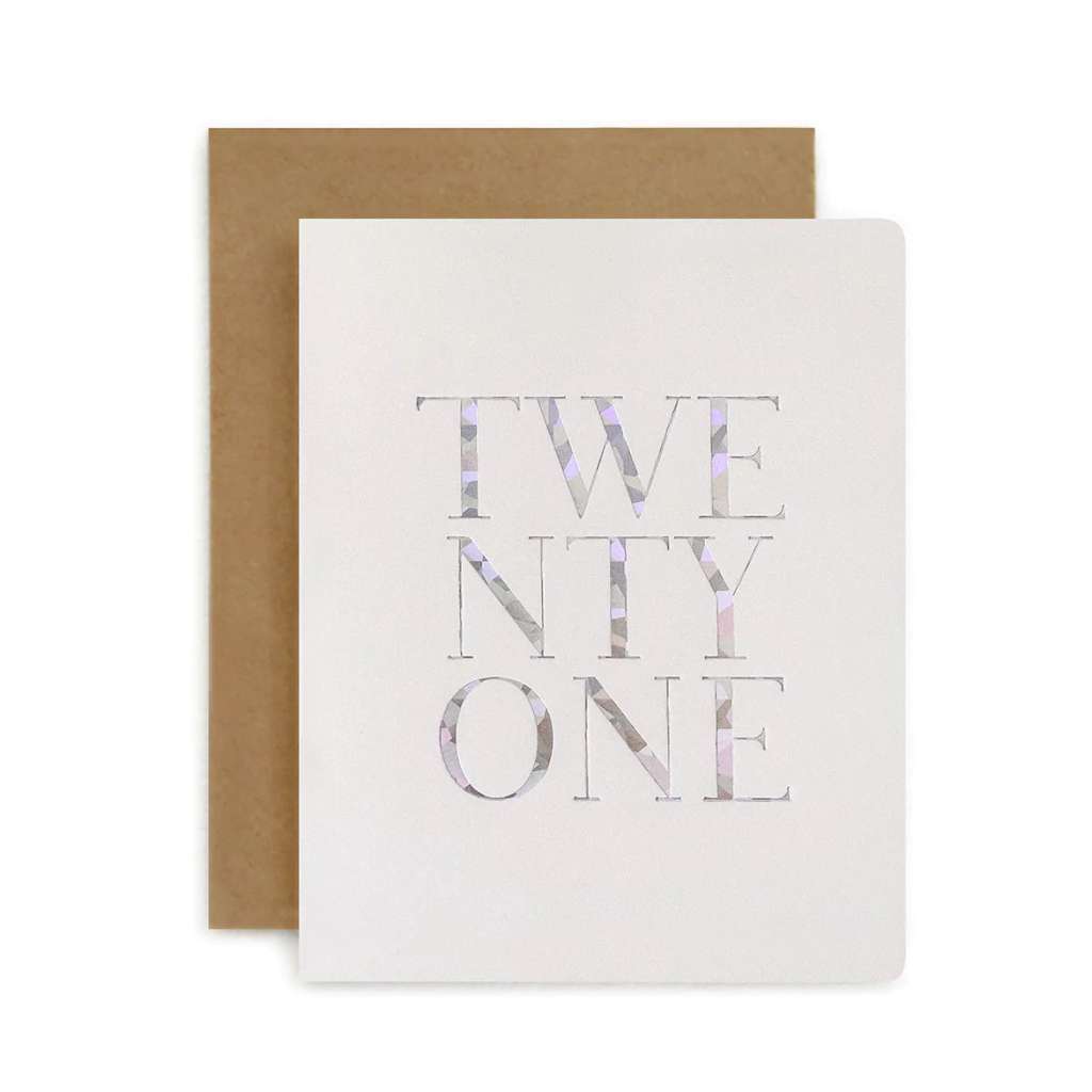 'Twenty One' Card | Bespoke Letterpress | Green Door Decor | Stationery